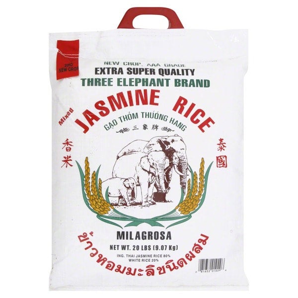 THREE ELEPHANT Thai Jasmine Rice (20 lbs) | Mon Asian Market